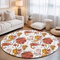 Abstract Face Painting Washable Round Area Rug 3 ft, Orange Yellow Boho ...