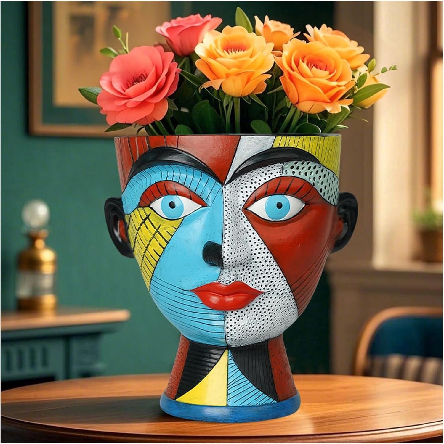 Abstract Face Planters Pots Colorful Funky Flower Pots Unique Head ...