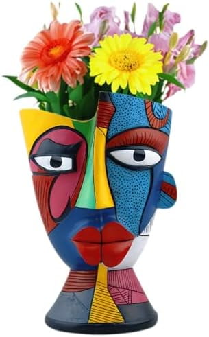 Abstract Face Planters Pots Picasso Inspired Colorful Funky Plant Pots ...