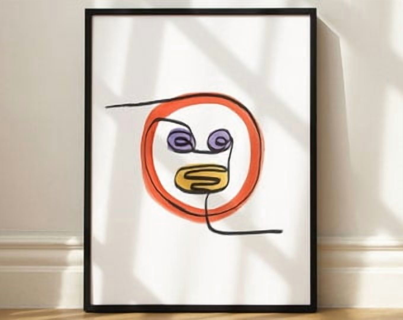 Abstract Face Poster Mid Century Modern Home Decor , Poster Print Only ...