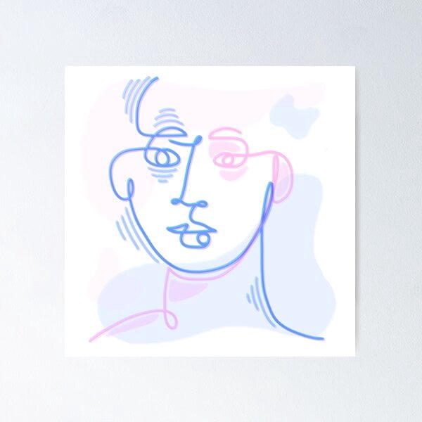 Abstract Face Poster Wall Art, Modern Wall Decor For Living Room ...