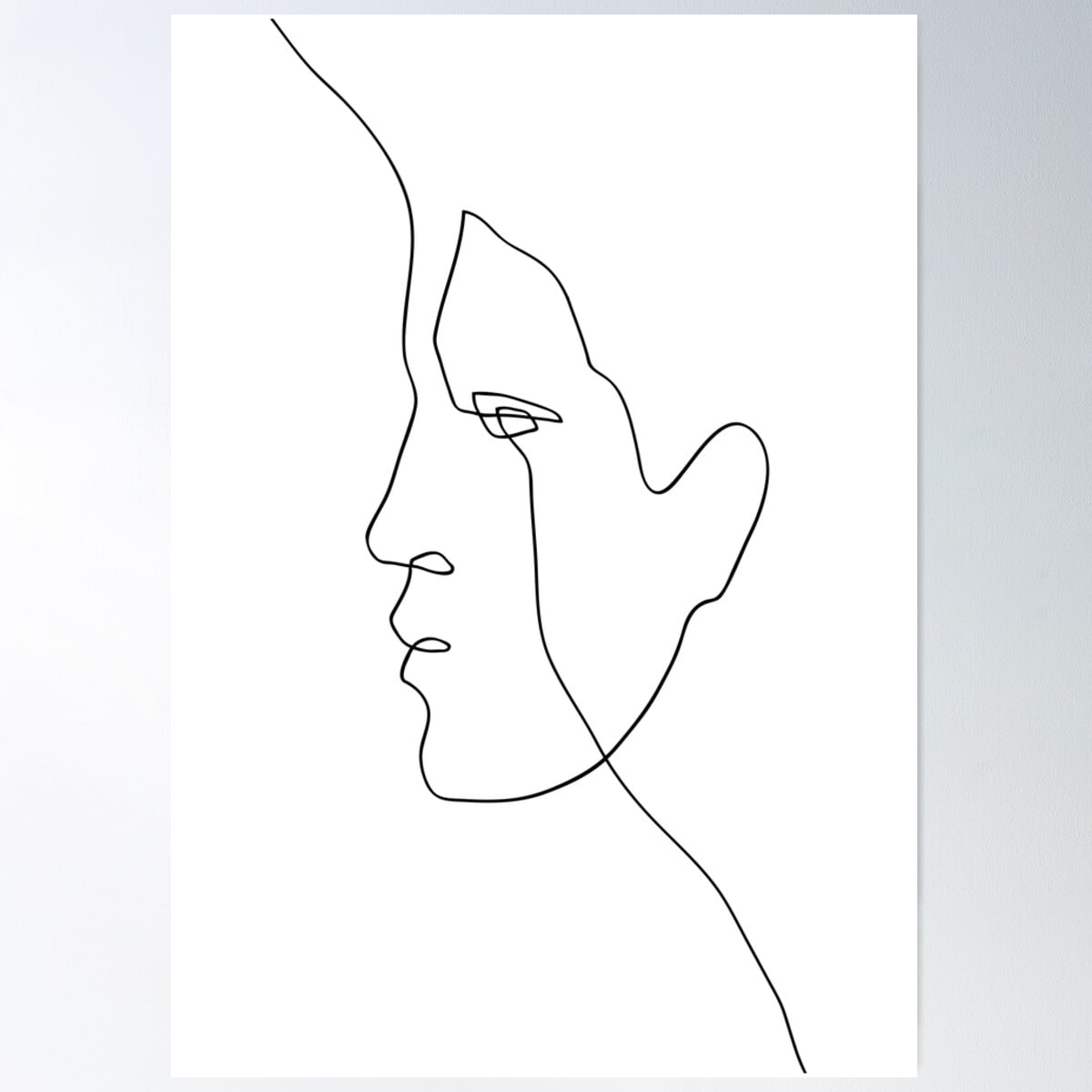 Abstract Face Profile - One Line Art Poster Wall Art, Modern Wall Decor ...