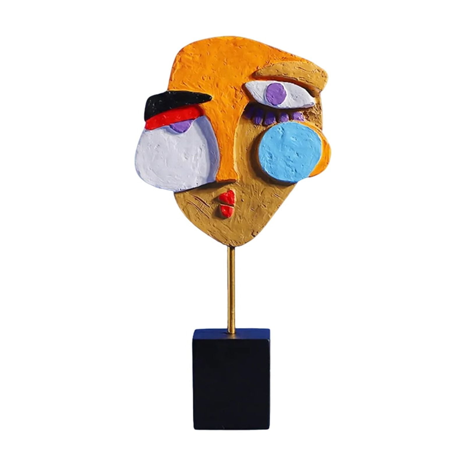 Abstract Face Sculpture - Colorful Distorted Human Face Statue, Modern ...