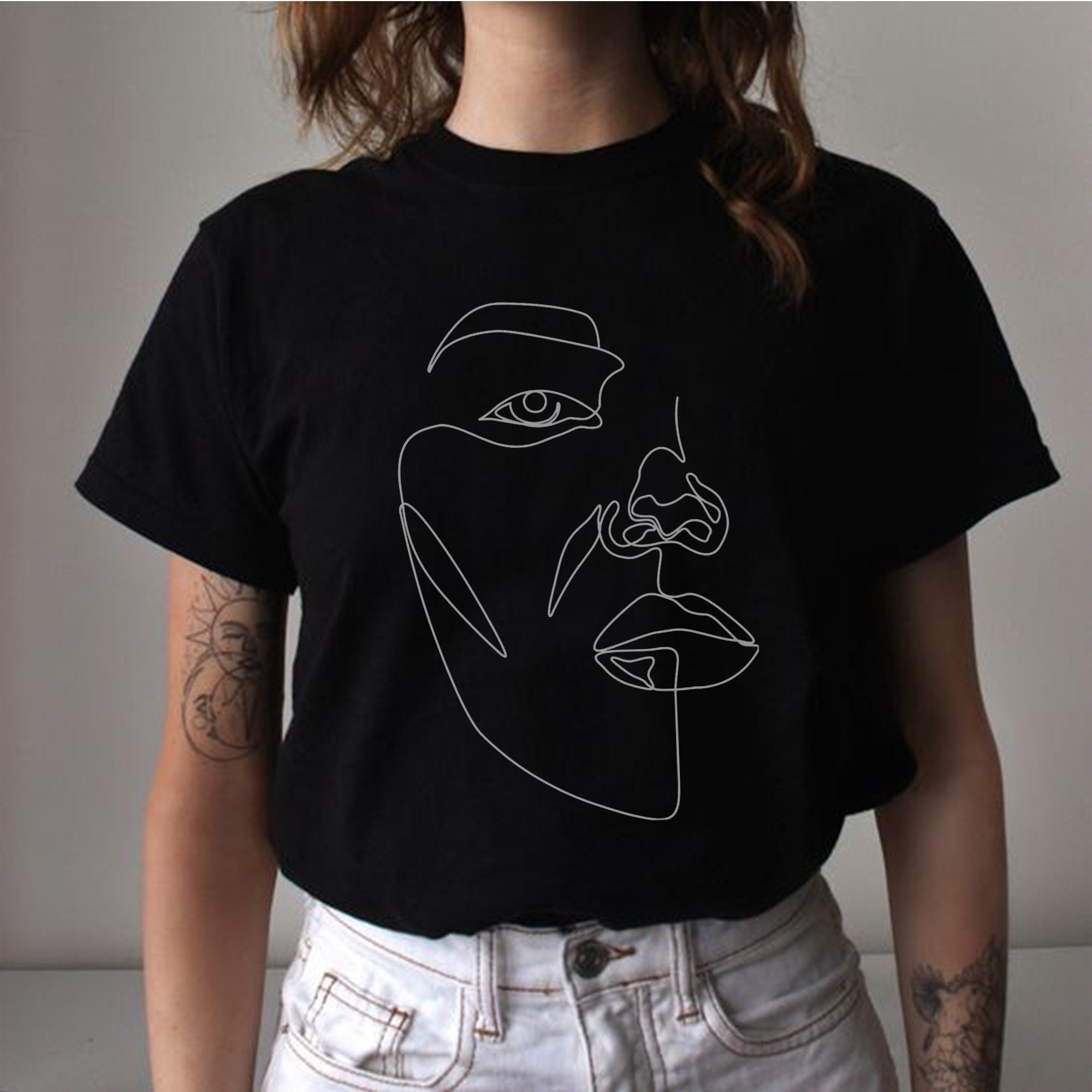 Abstract Face T Shirt - Drawing - Art - Single Line Drawing - Aesthetic ...