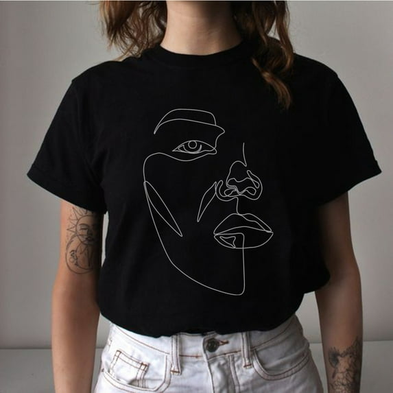 Abstract Face T Shirt - Drawing - Art - Single Line Drawing - Aesthetic ...