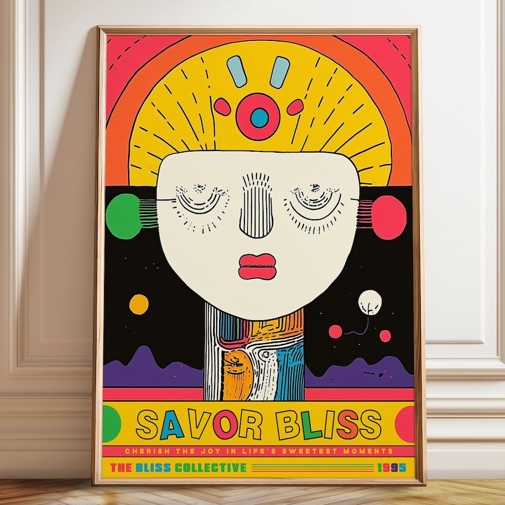 Abstract Face Wall Art - Retro Pop Art Wall Decor - 1995 Bright ...