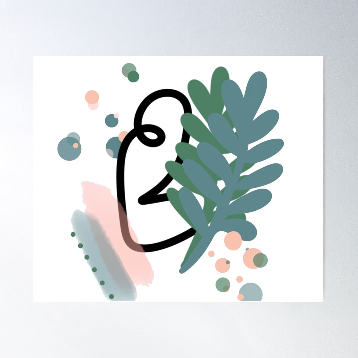 Abstract Face With Leaf Poster Wall Art Bedroom Wall Art Home Decor ...