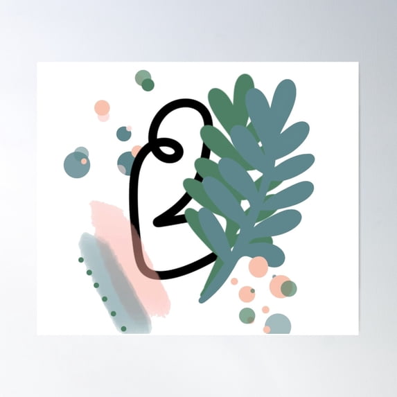 Abstract Face With Leaf Poster Wall Art Bedroom Wall Art Home Decor ...