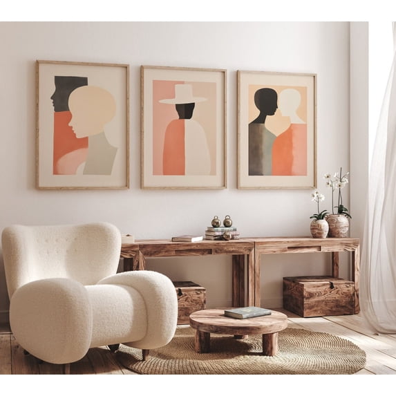 Abstract Faces Art Boho Modern Wall Decor Set 3 Unframed Paper Print ...