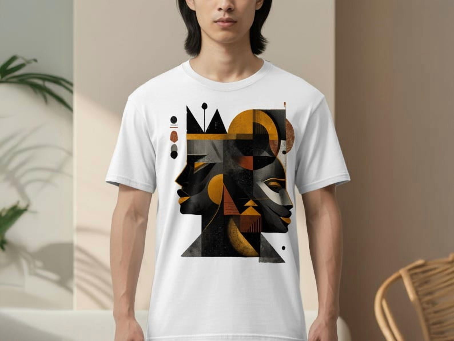 Abstract Faces Graphic Tee with Artistic Geometric Surreal Art Design ...