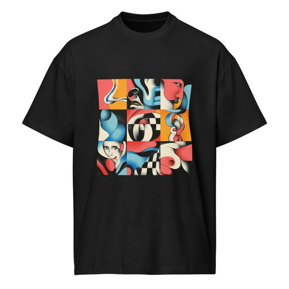 Abstract Faces Graphic Tee with Artistic Modern Pop Art Colorful ...