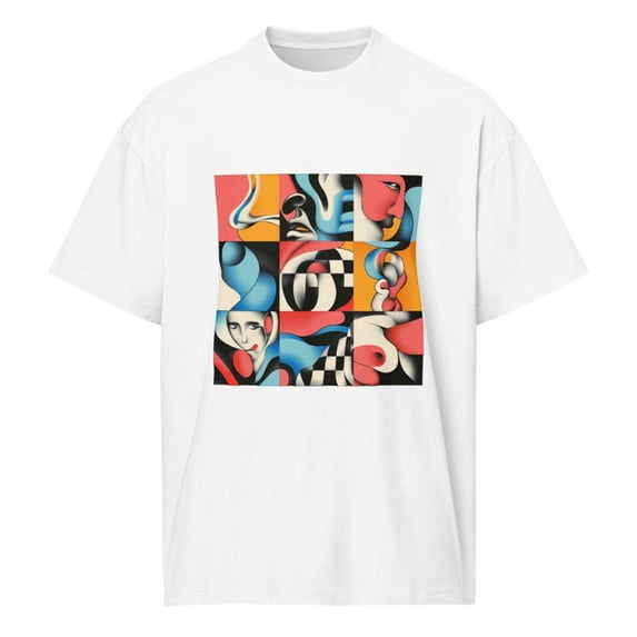 Abstract Faces Graphic Tee with Artistic Modern Pop Art Colorful ...