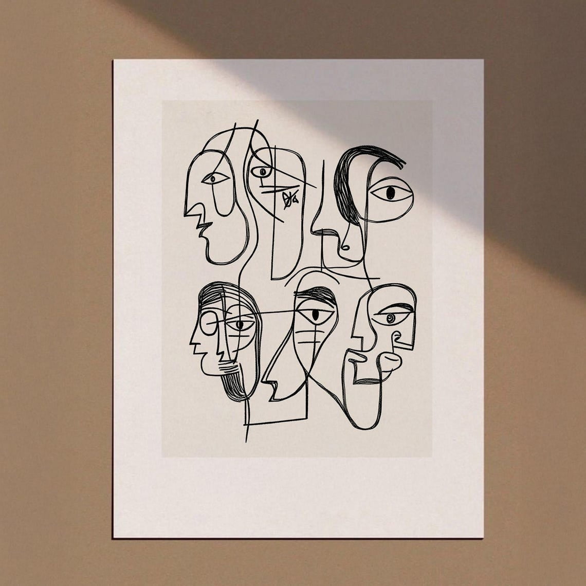 Abstract Faces Line Art, Minimal One Line Wall Art, Abstract Minimal ...