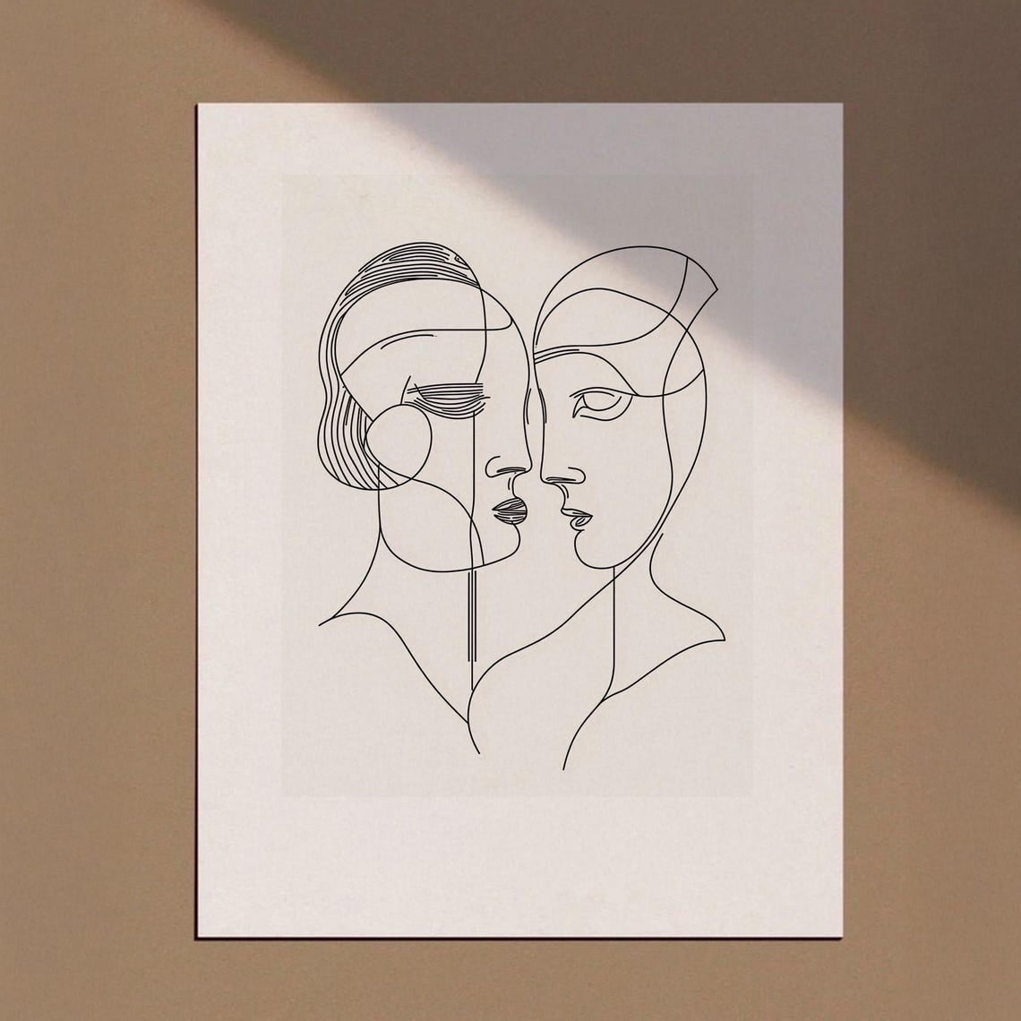 Abstract Faces Line Art, Minimal One Line Wall Art, Abstract Minimal ...