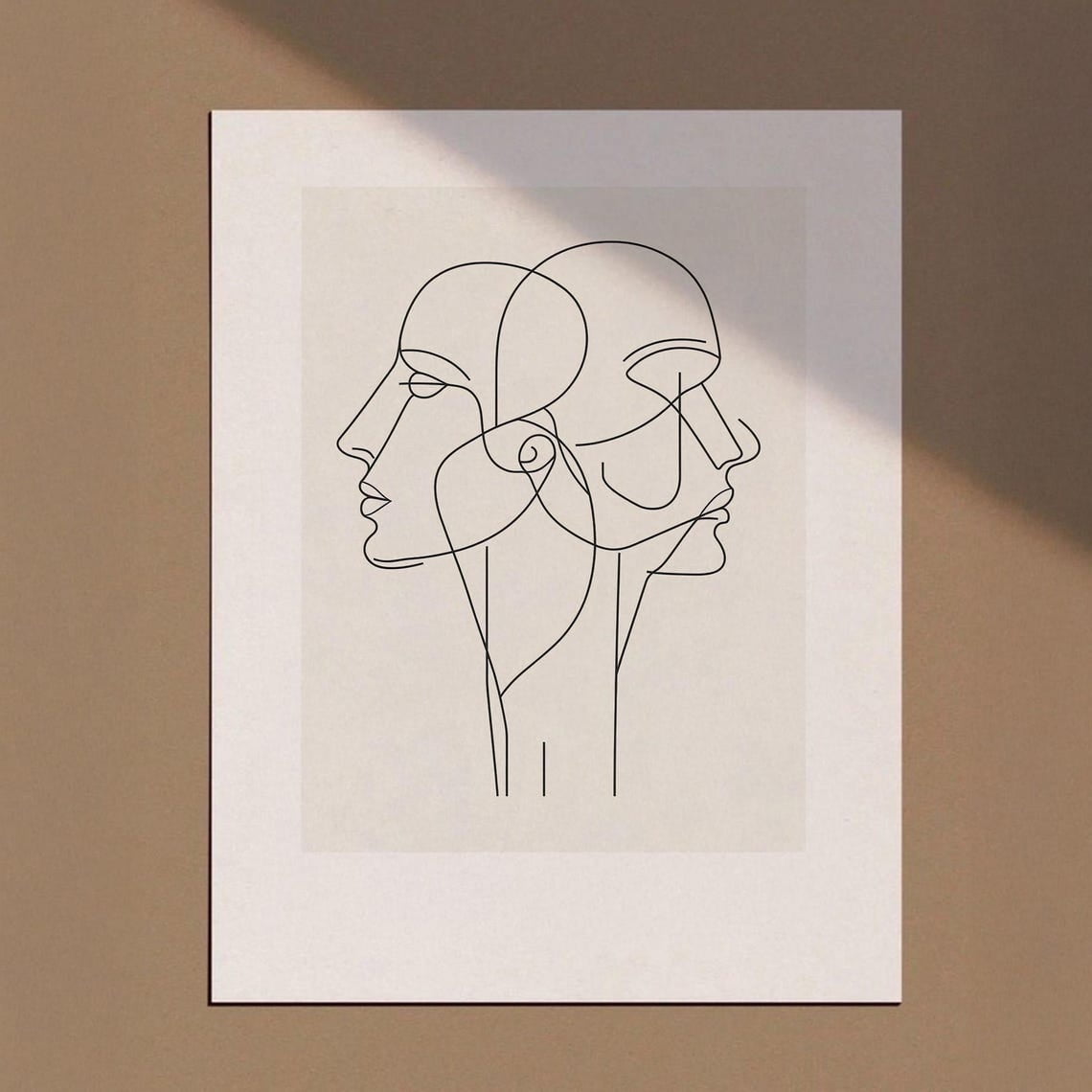 Abstract Faces Line Art, Minimal One Line Wall Art, Abstract Minimal ...