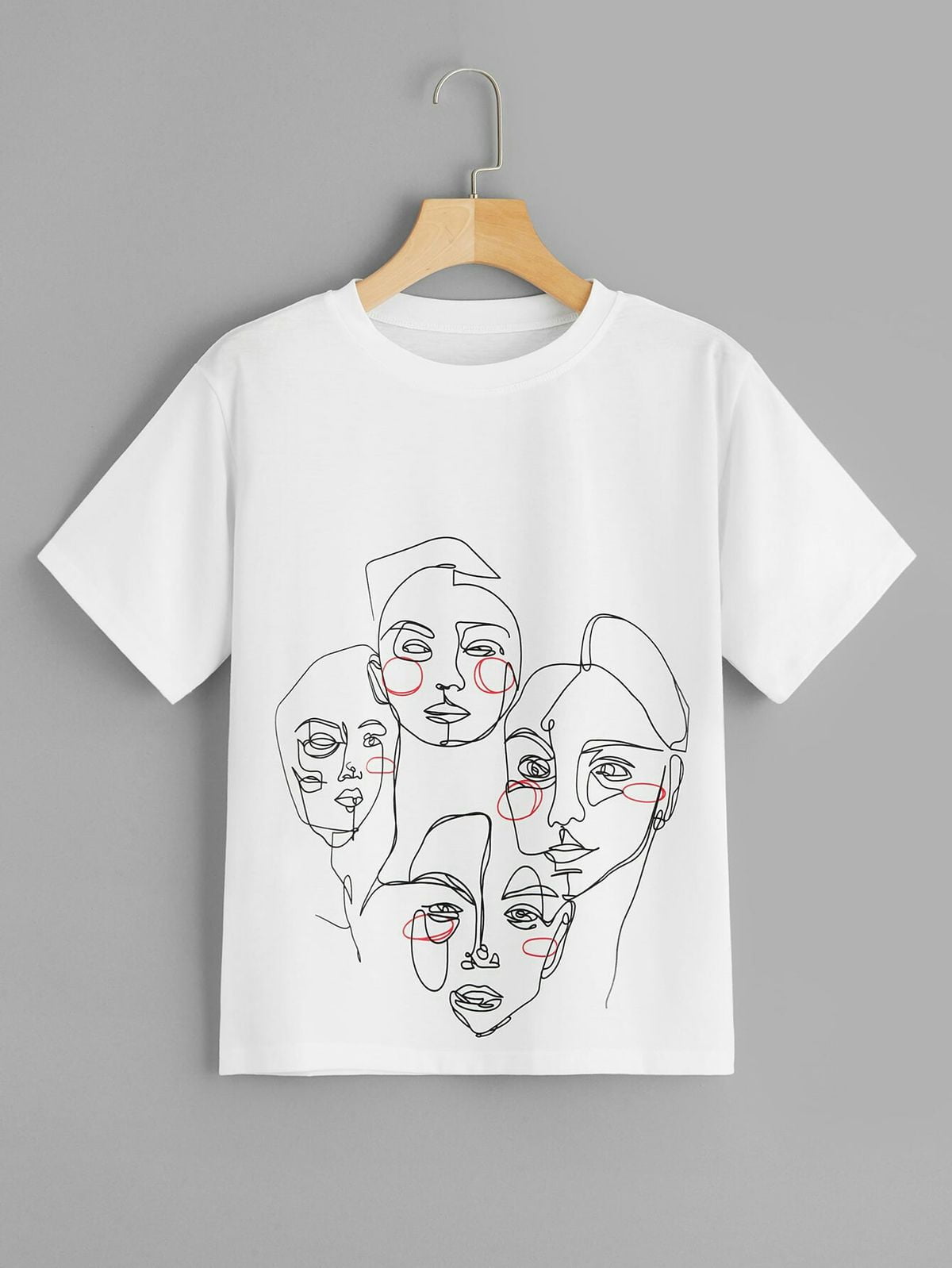 Abstract Faces Line Art Tee Featuring Minimalist Portrait Illustration ...