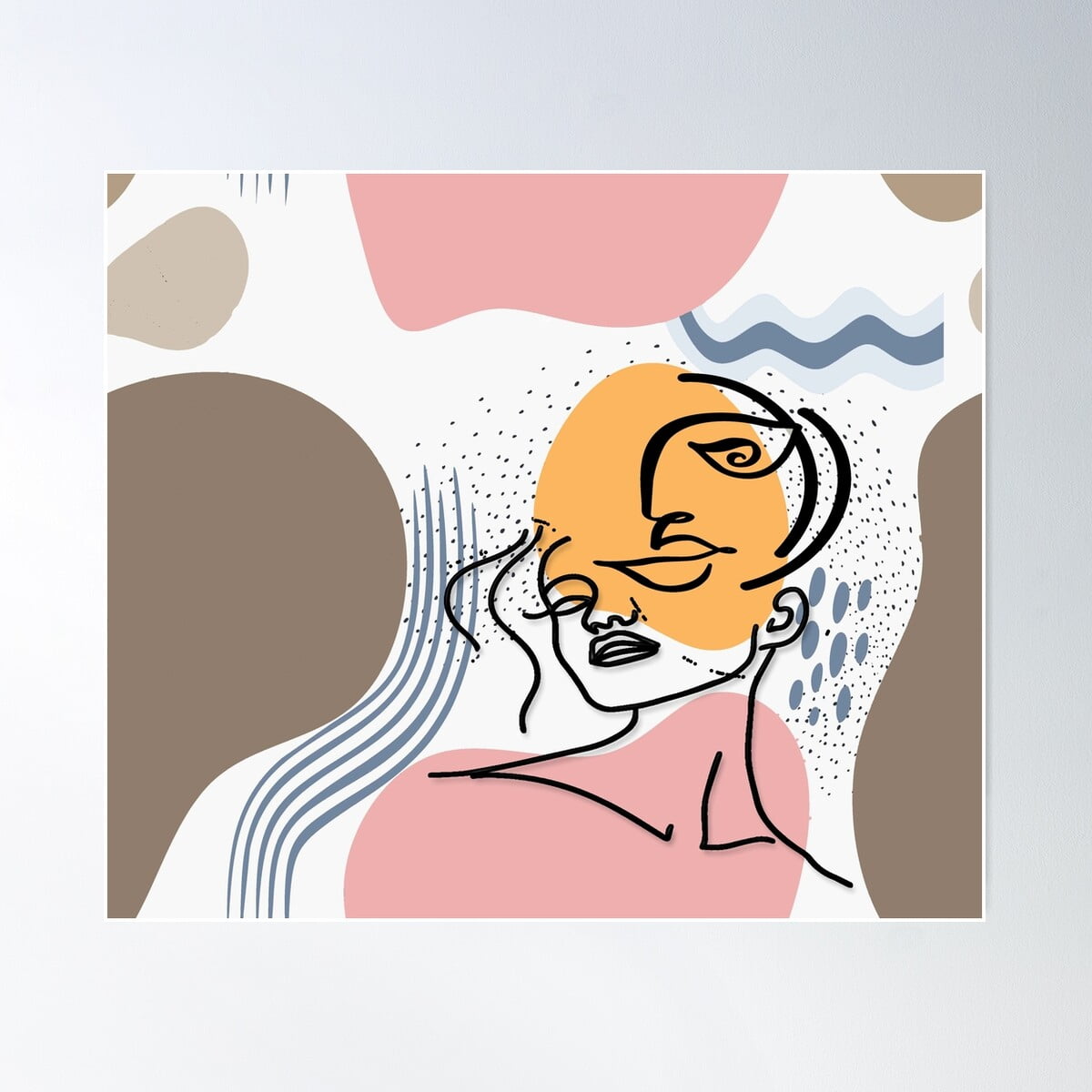 Abstract Faces Poster Wall Art, Modern Wall Decor For Living Room ...