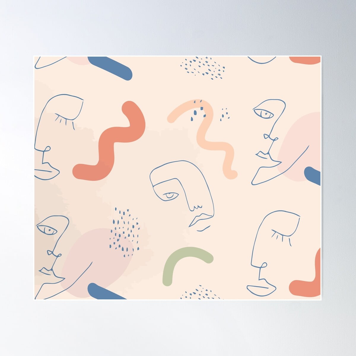 Abstract Faces Poster Wall Art, Modern Wall Decor For Living Room ...