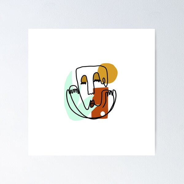 Abstract Faces: Self Hug Poster Wall Art, Modern Wall Decor For Living ...