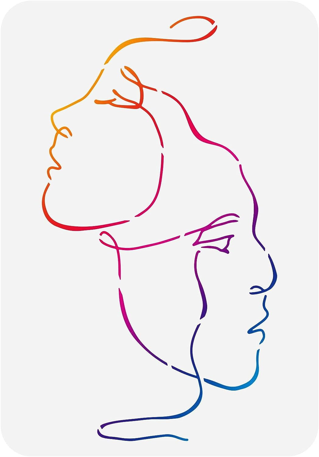 Abstract Faces Stencil 8.3x11.7 inch Two Women Face Stencil Template ...