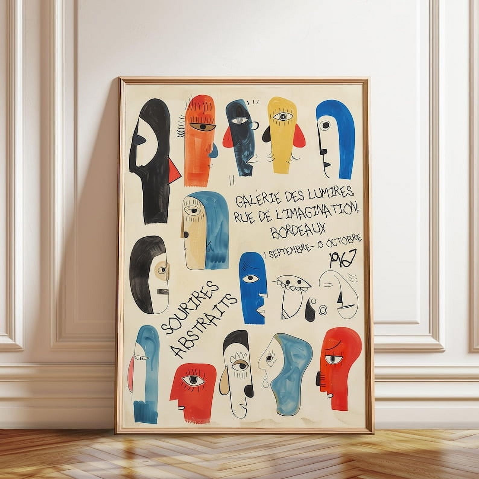 Abstract Faces Wall Art - Unique Face Illustrations French Wall Decor ...