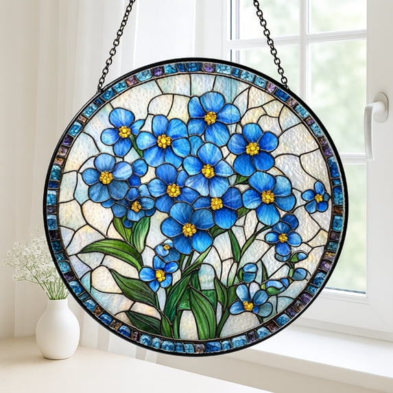Abstract Fantasy Light Theme Stained Glass Window Hanging, Artistic ...