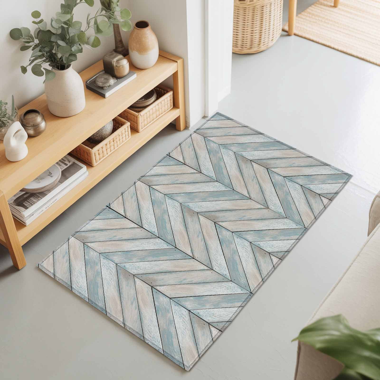 Abstract Farm Woodcuts Rectangle Rug 2'x3' Geometric Striped Washable ...