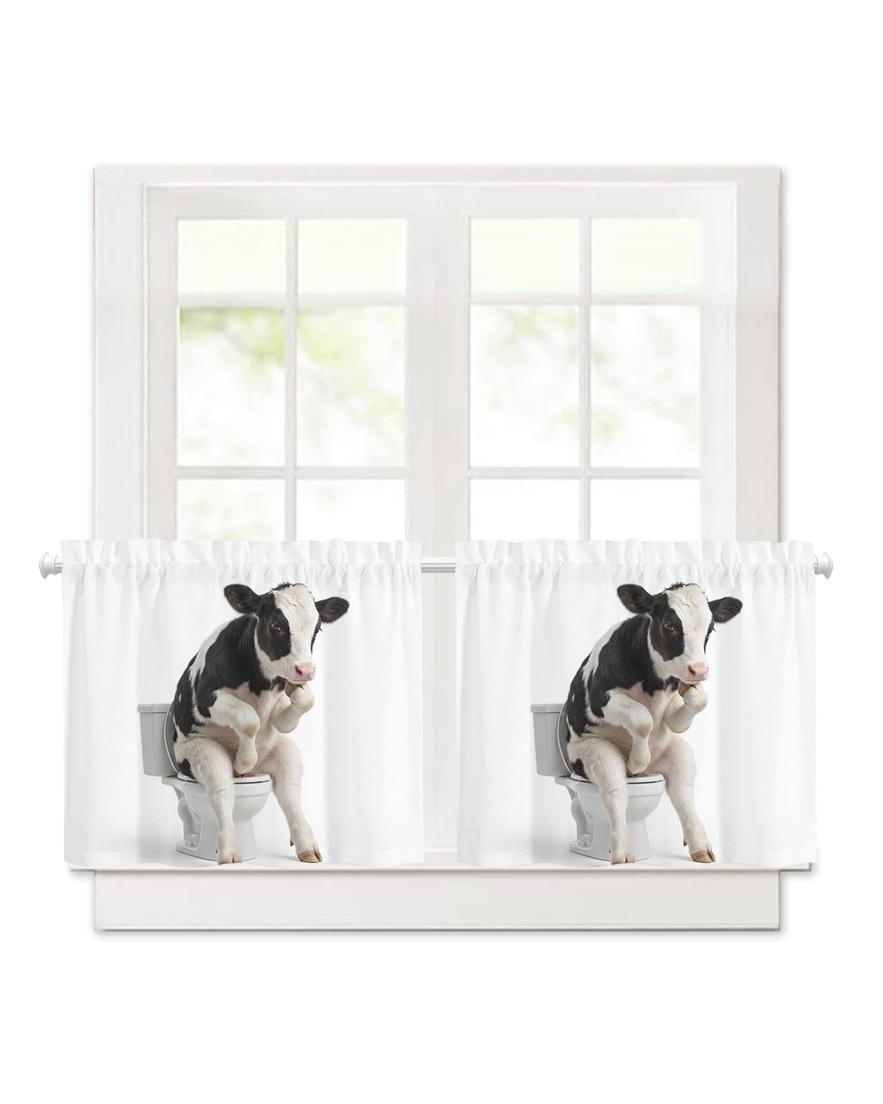 Abstract Farmhouse Cow Short Blackout Curtains 30 Inch Long,Animal on ...