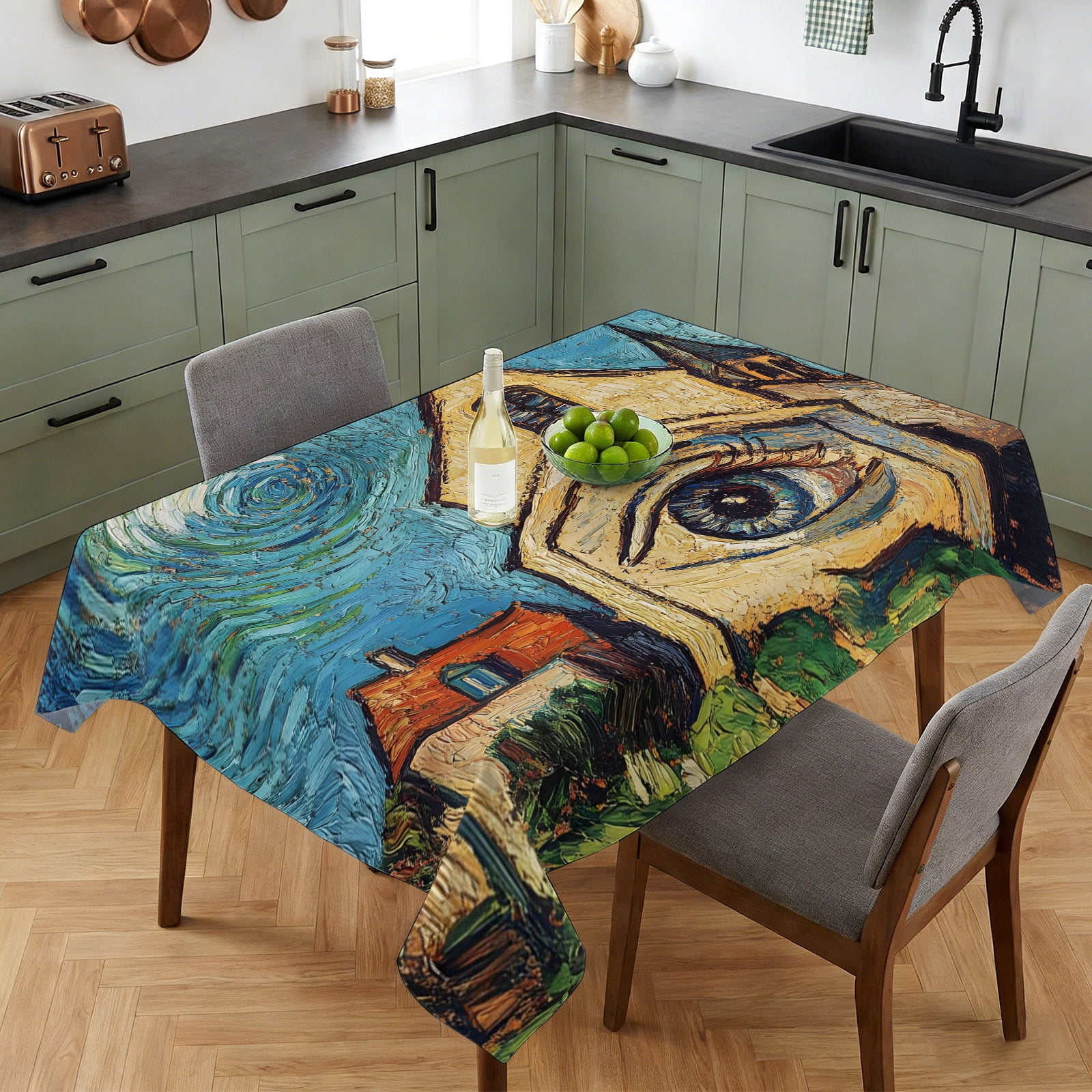 Abstract Farmhouse Starry Night Eye Table Cloth 52x70in, Waterproof ...