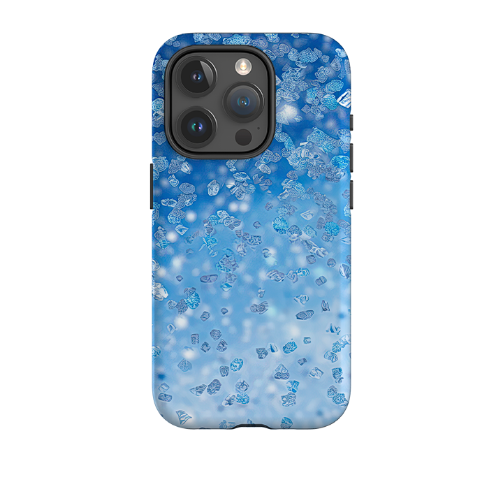 Abstract Faux Blue Glitter Art Phone Case for iPhone 11 12 13 14 15 16 ...