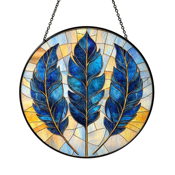 Abstract Feather Design Faux Stained Glass Window Decor - Walmart.com