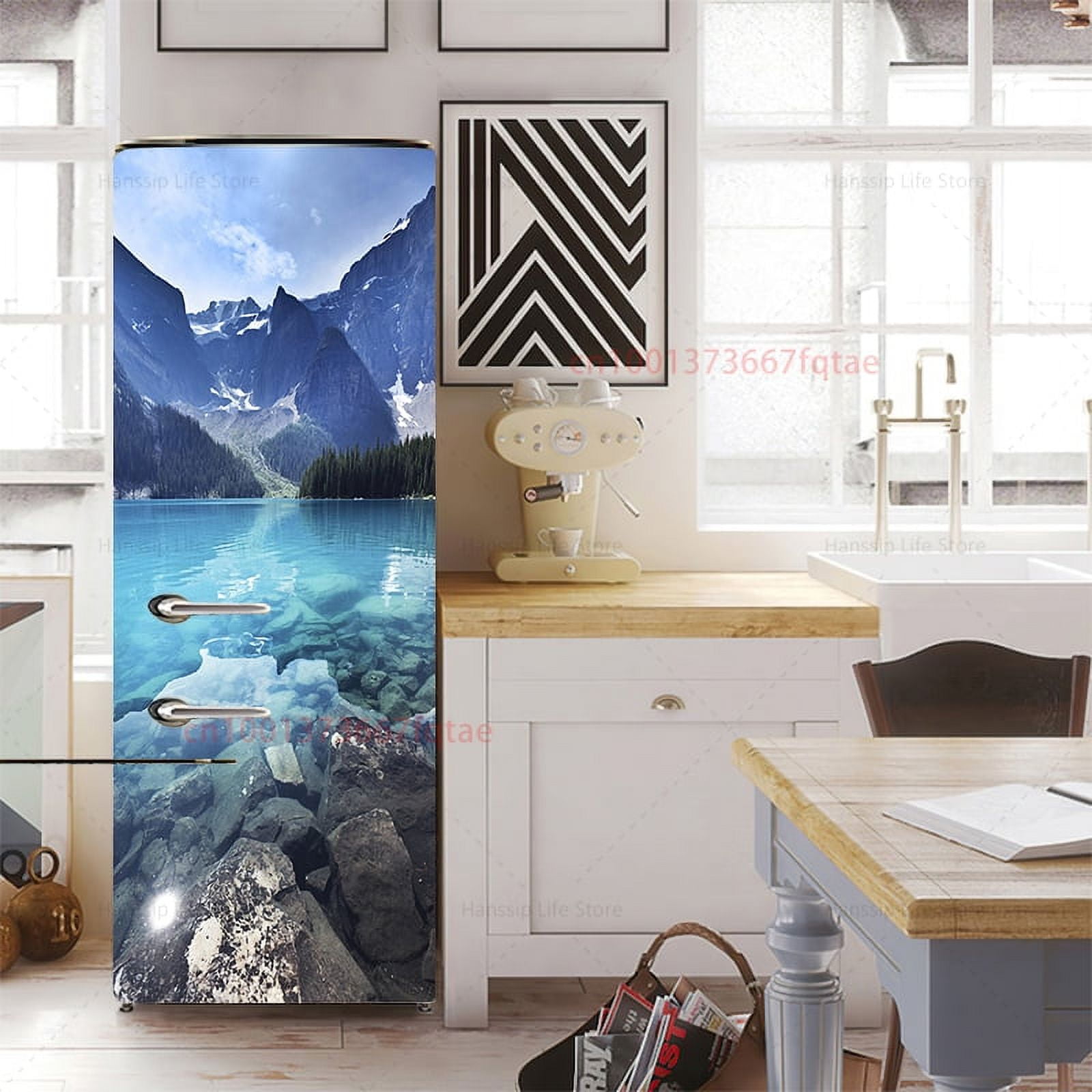 Abstract Feather Fridge Door Art Mural Sticker Leaves Design Wallpaper ...