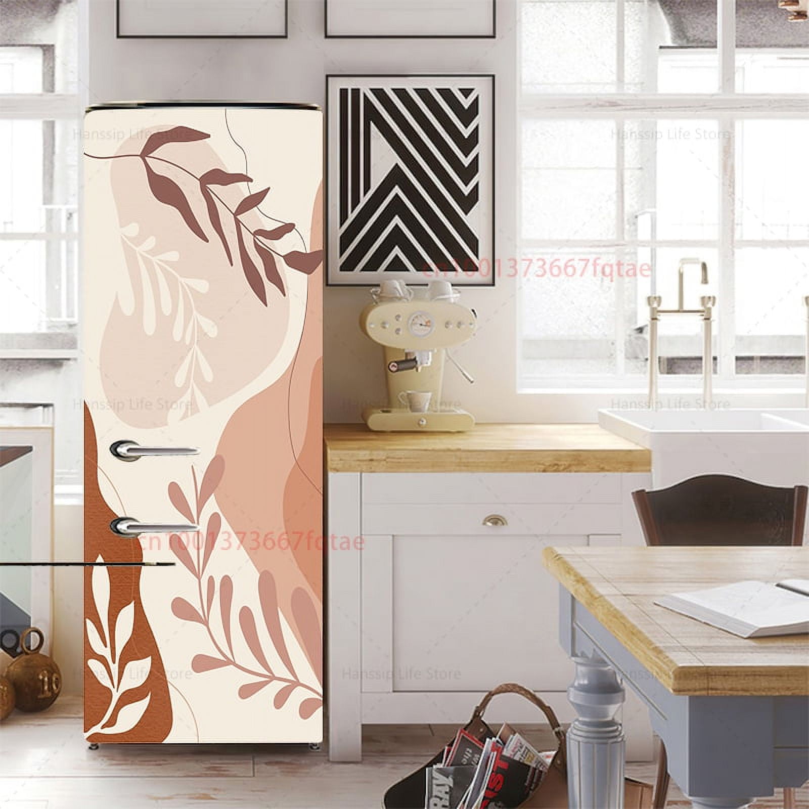 Abstract Feather Fridge Door Art Mural Sticker Leaves Design Wallpaper ...