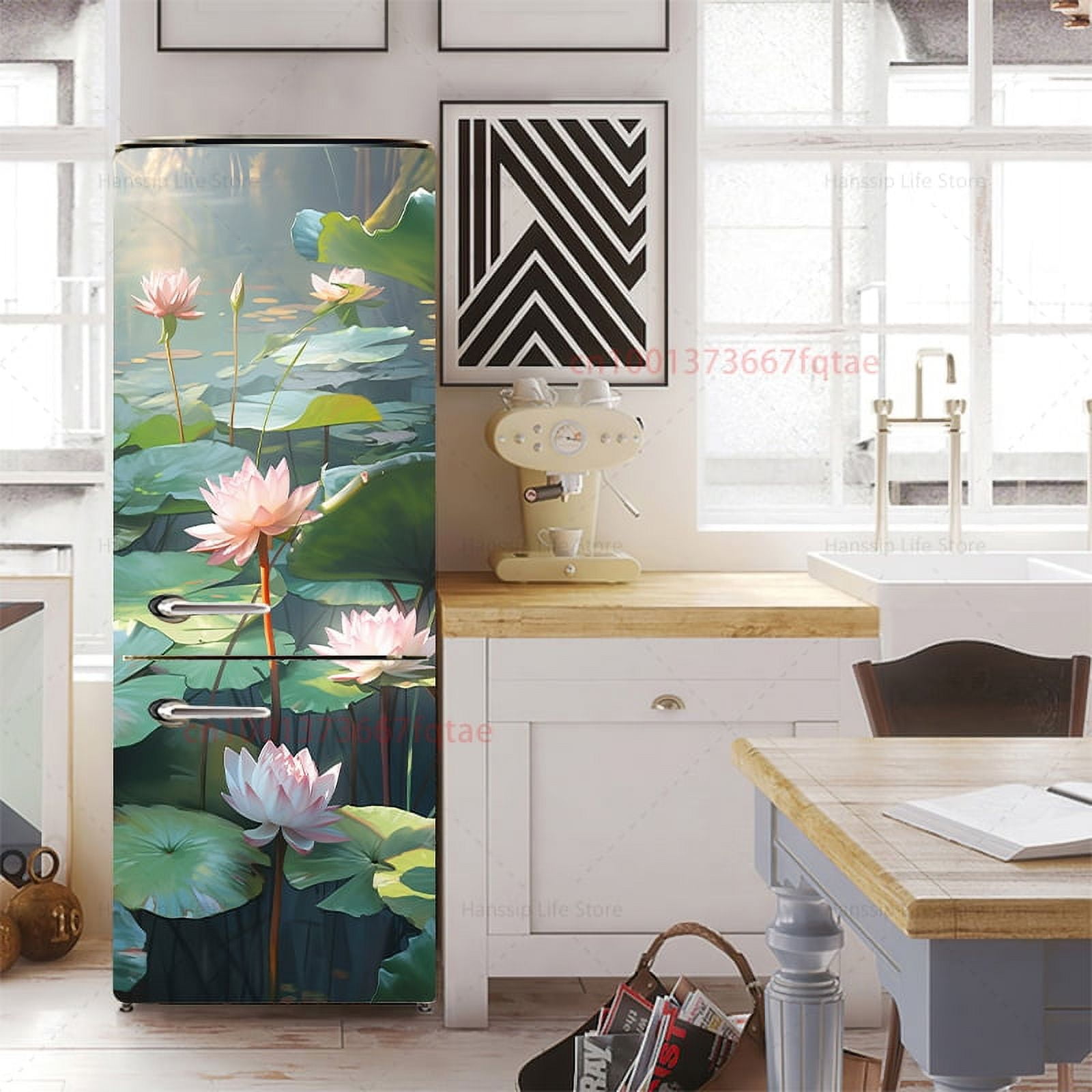 Abstract Feather Fridge Door Art Mural Sticker Leaves Design Wallpaper ...