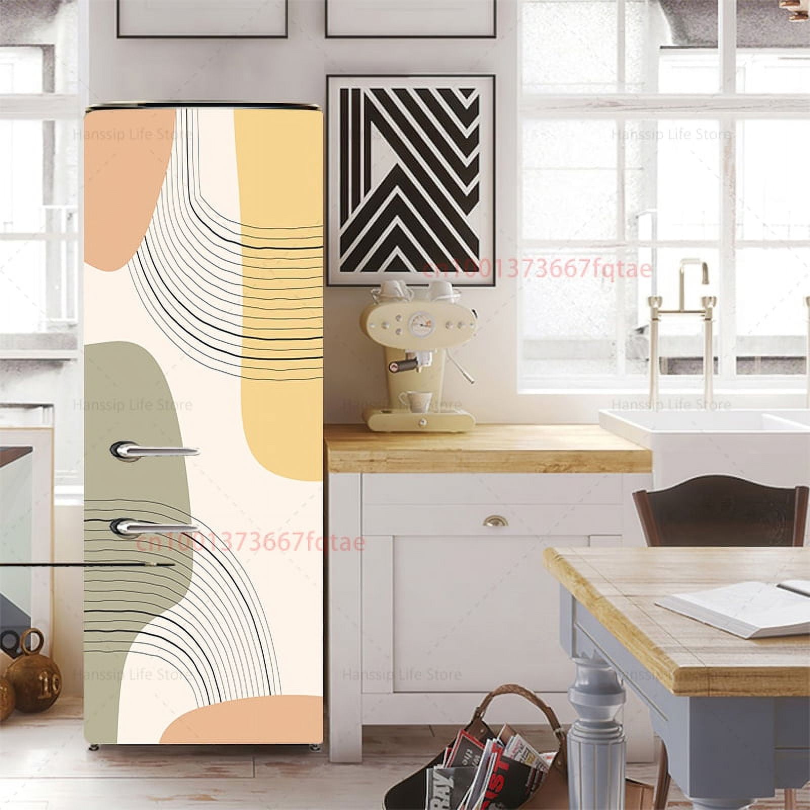 Abstract Feather Fridge Door Art Mural Sticker Leaves Design Wallpaper ...