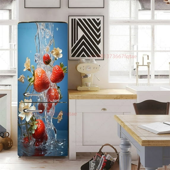Abstract Feather Fridge Door Art Mural Sticker Leaves Design Wallpaper ...