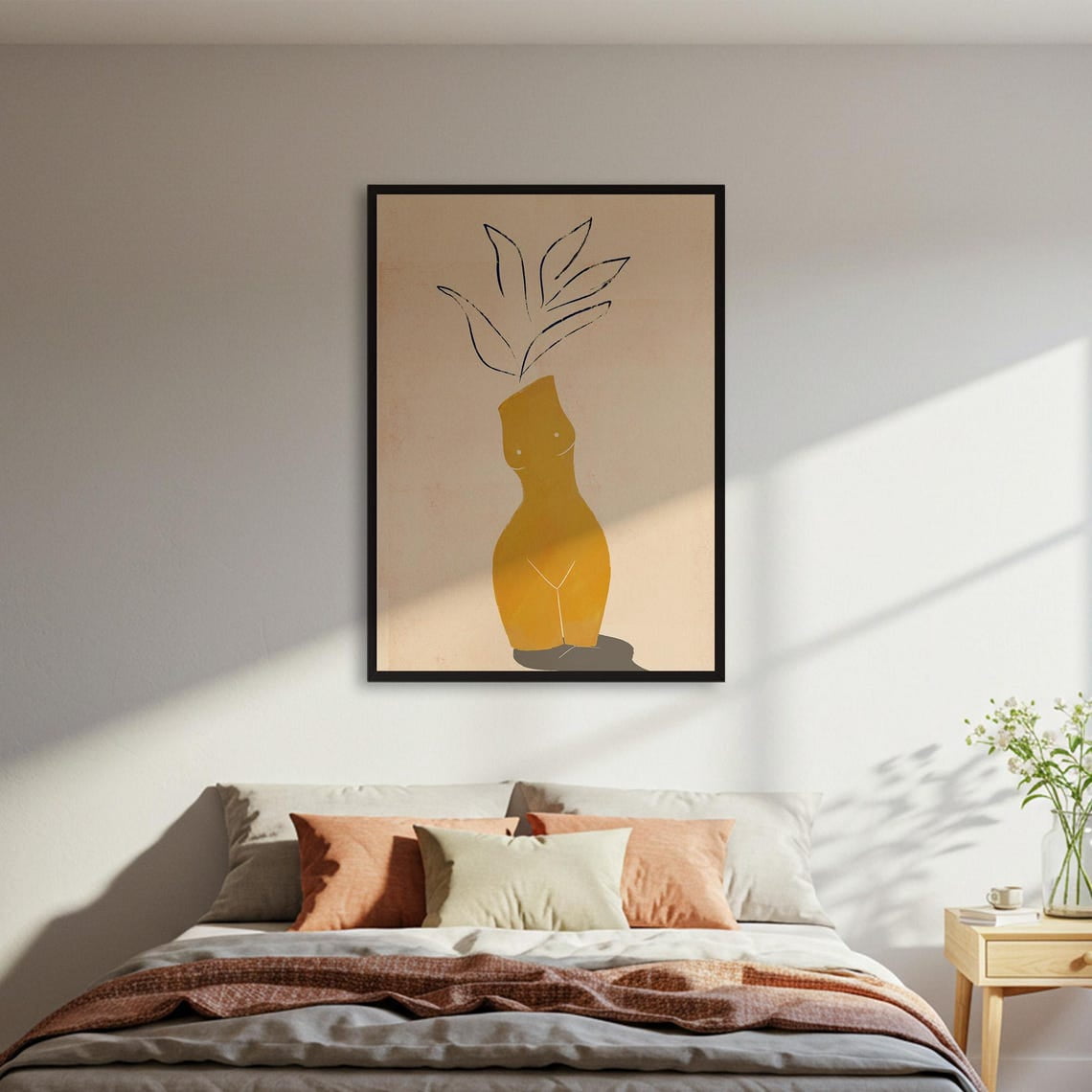 Abstract Female Body Poster, Minimalist Figure Print, Botanical Line ...