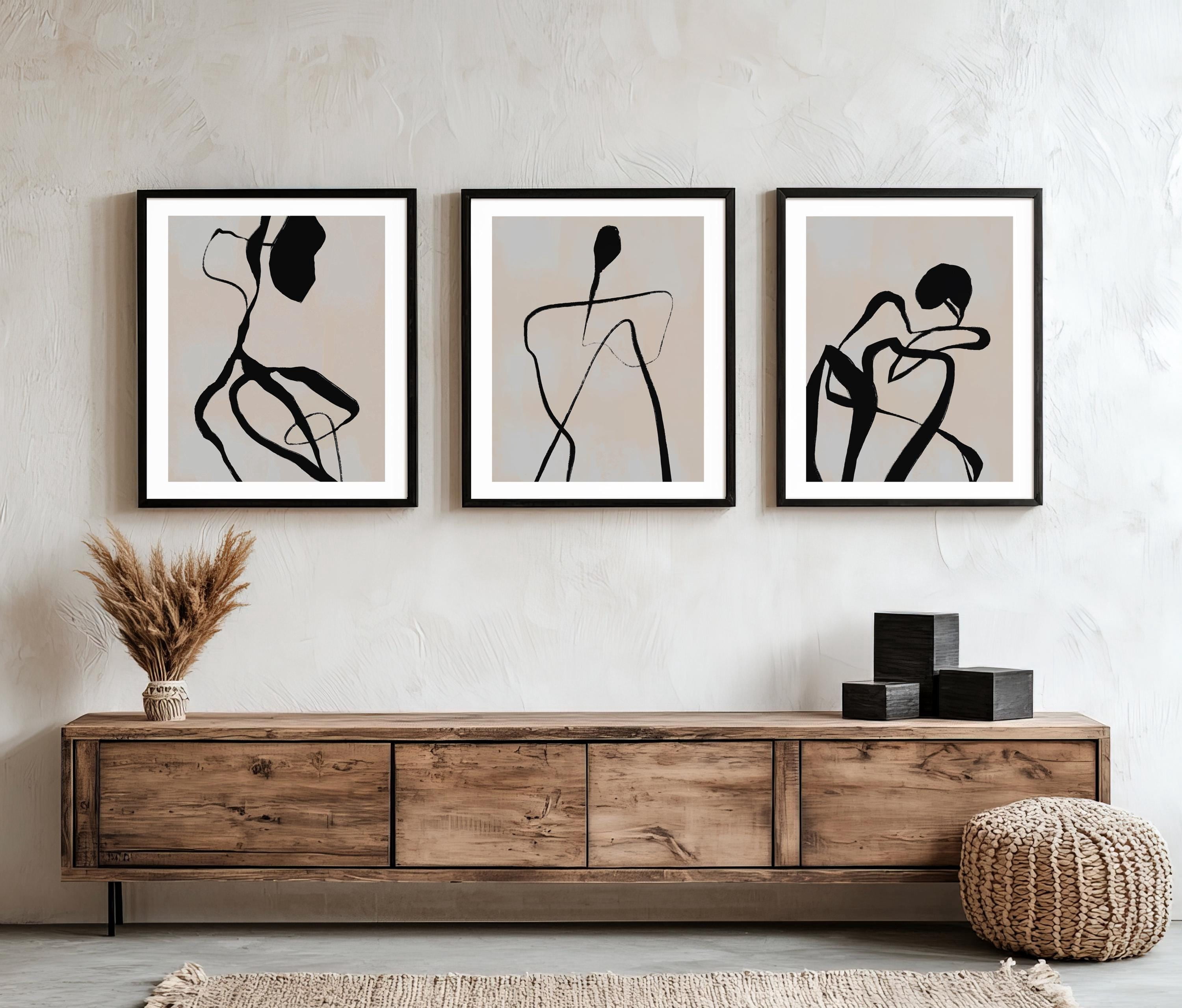 Abstract Female Figure Art Prints Modern Neutral Wall Decor Set 3 ...