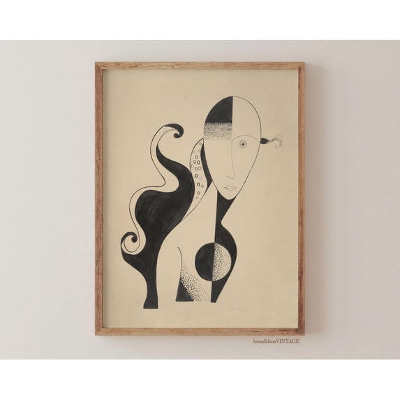 Abstract Female Figure Drawing, Modern Art Print Poster, Surrealist ...