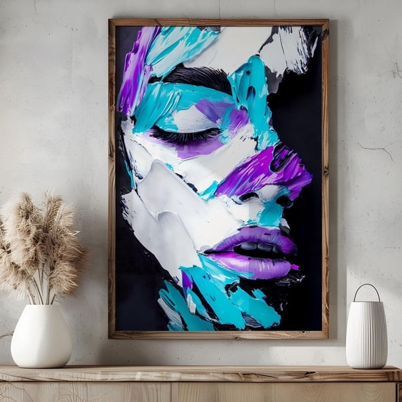 Abstract Female Portrait Print Colorful d Brush Strokes Modern ...