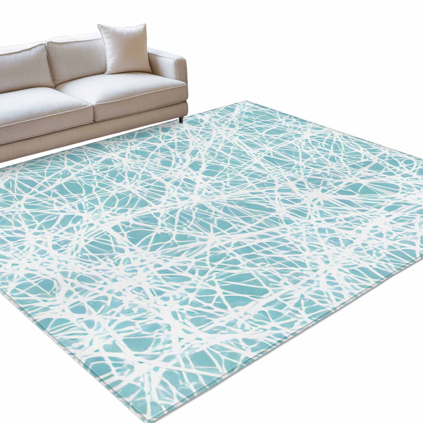 Abstract Fiber Line Area Rugs 5x7ft Spring Vibrant Blue White Art ...