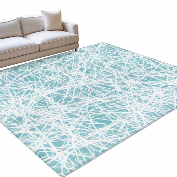 Abstract Fiber Line Area Rugs 5x7ft Spring Vibrant Blue White Art ...