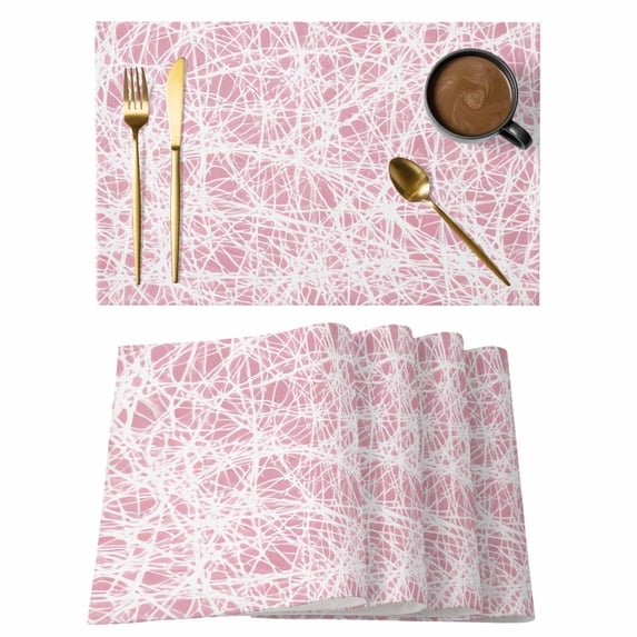 Abstract Fiber Line Cotton Linen Placemats Set of 6, Spring Vibrant ...