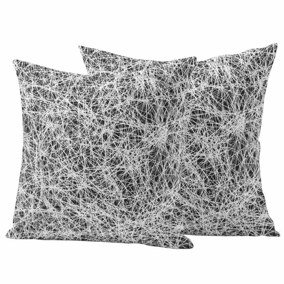 Abstract Fiber Line Outdoor Pillow Covers Set of 2 Spring Vibrant Black ...
