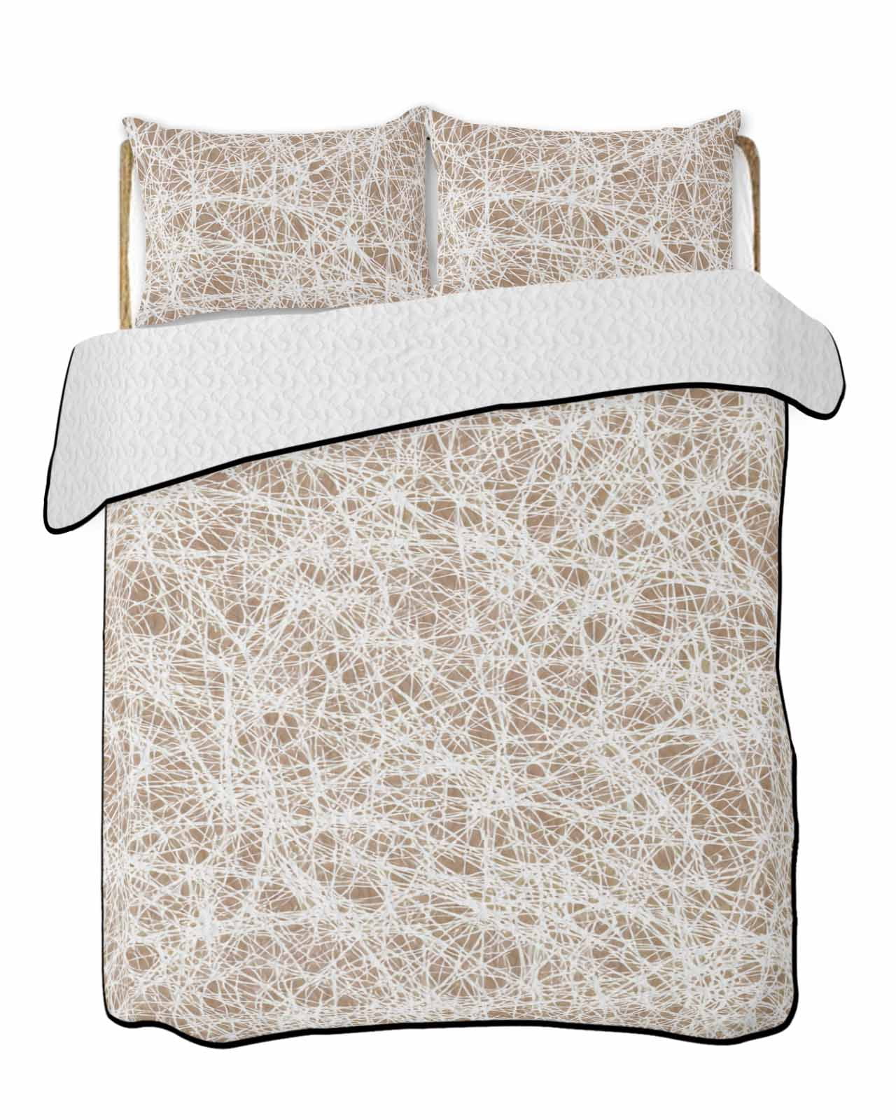 Abstract Fiber Line Quilts Bedding Set King Size Spring Vibrant Brown ...