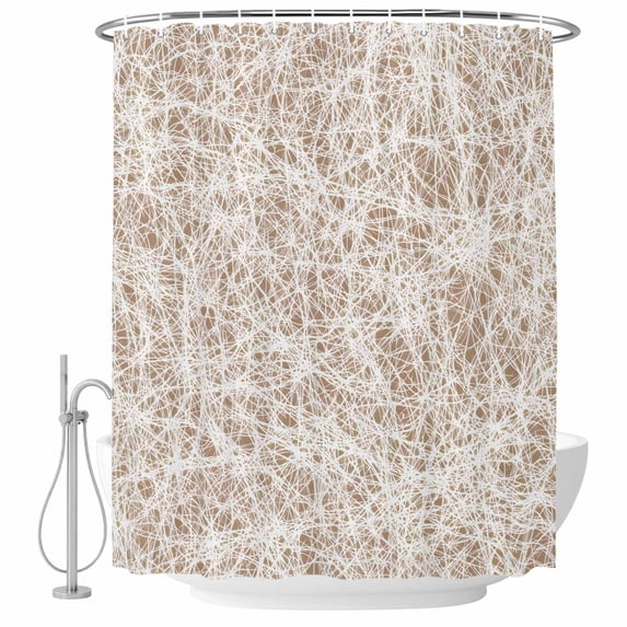 Abstract Fiber Line Shower Curtain Set with Hooks, Spring Vibrant Brown ...