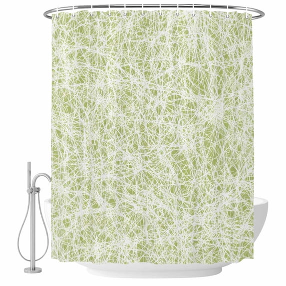 Abstract Fiber Line Shower Curtain Set with Hooks, Spring Vibrant Green ...