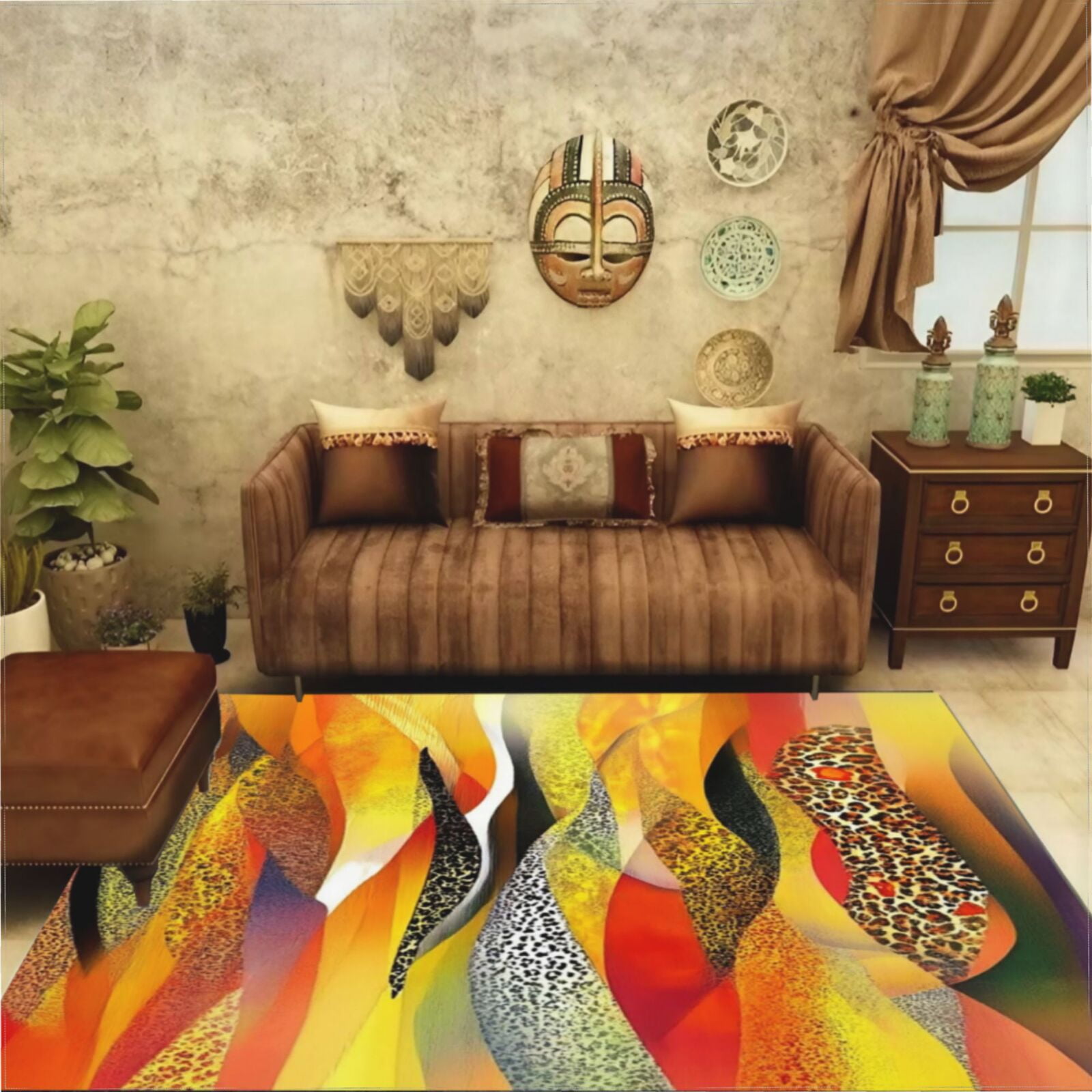 Abstract Fiery Leopard Print Art Light Luxury Home Carpets Living Room ...