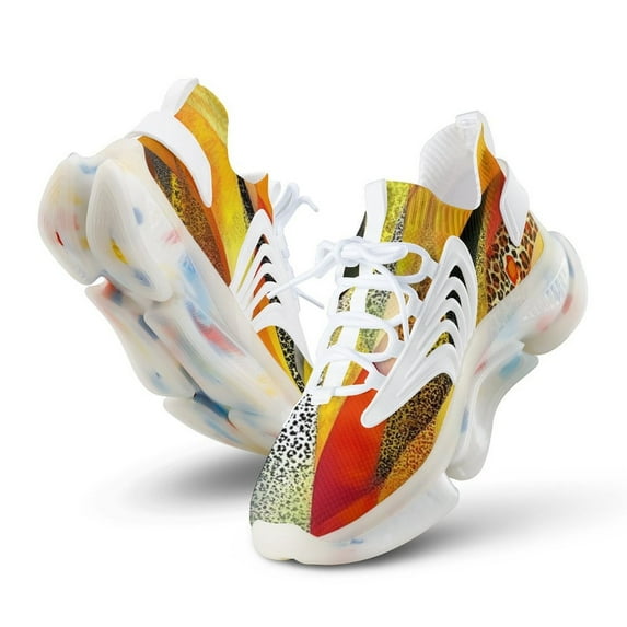 Abstract Fiery Leopard Print Art Walking Shoes for Men Woman ...