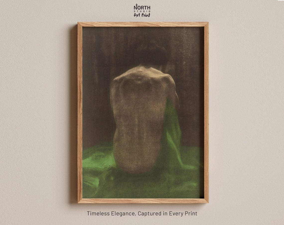 Abstract Figurative Back View Green Cloth Classical Poster Unframed ...
